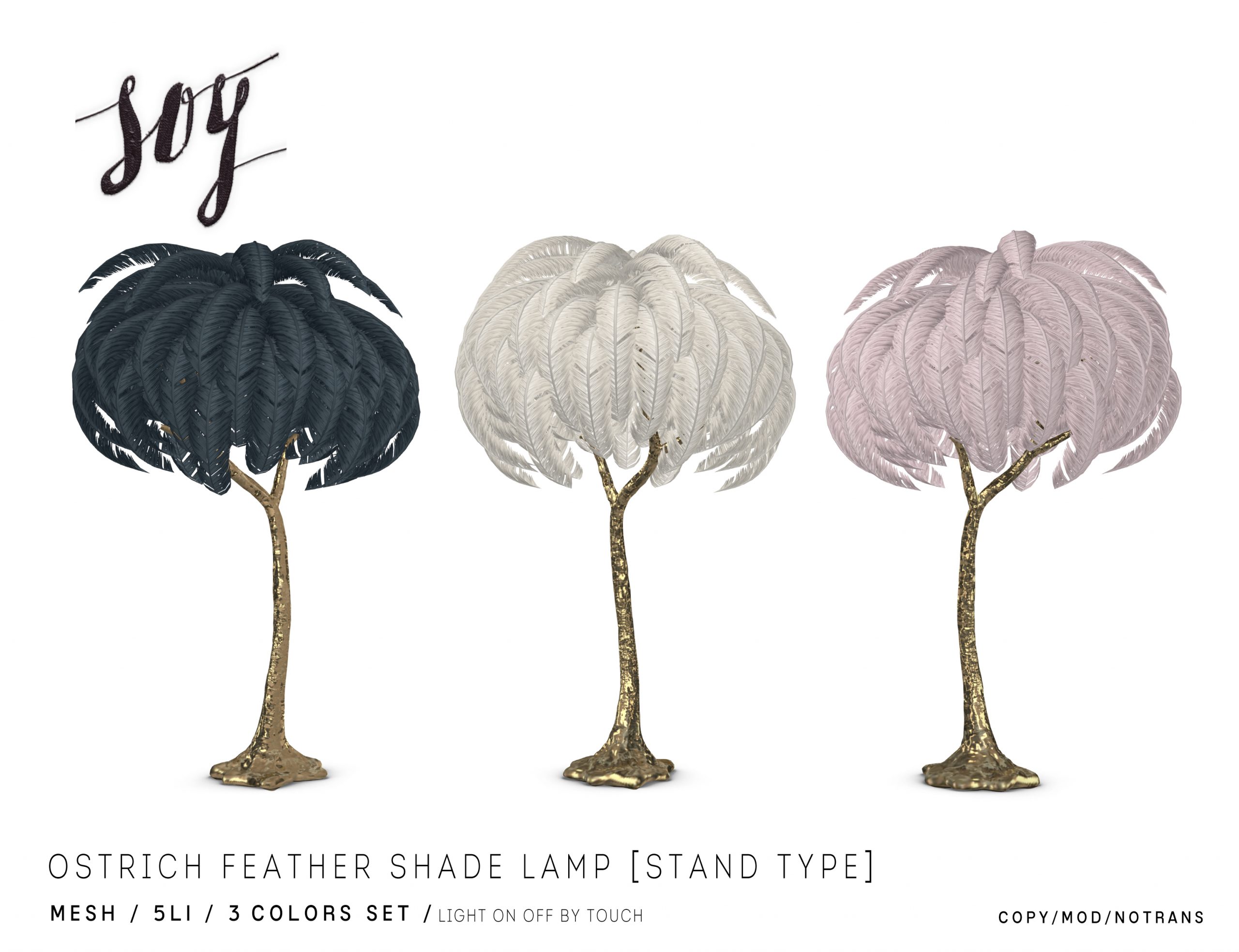 Soy. Ostrich Feather Shade Lamp [Stand type] – Soy