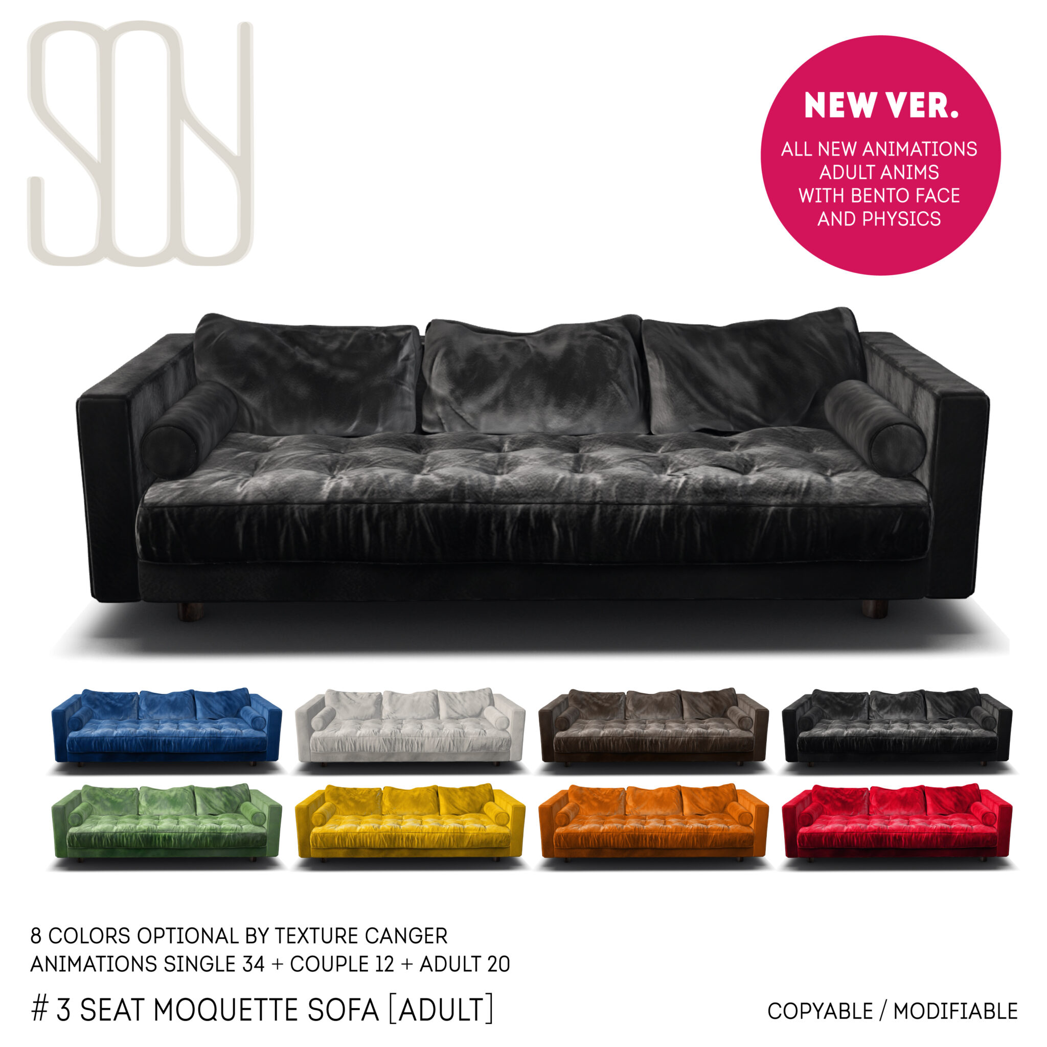 Soy. 3 Seat Moquette Sofa [Adult] release @ main store – Soy