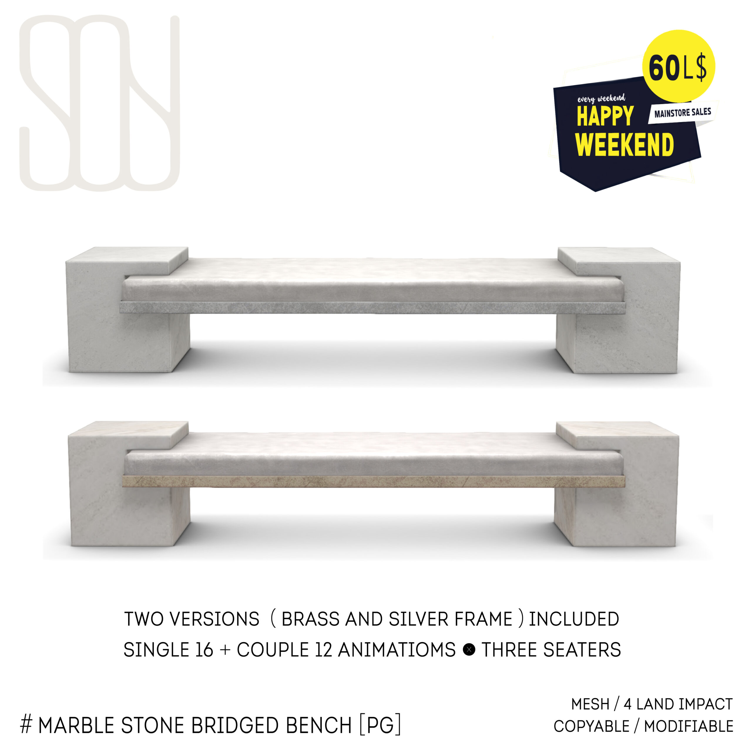 Soy. Marble Stone Bridged Bench [PG] – HAPPY WEEKEND SALE – Soy